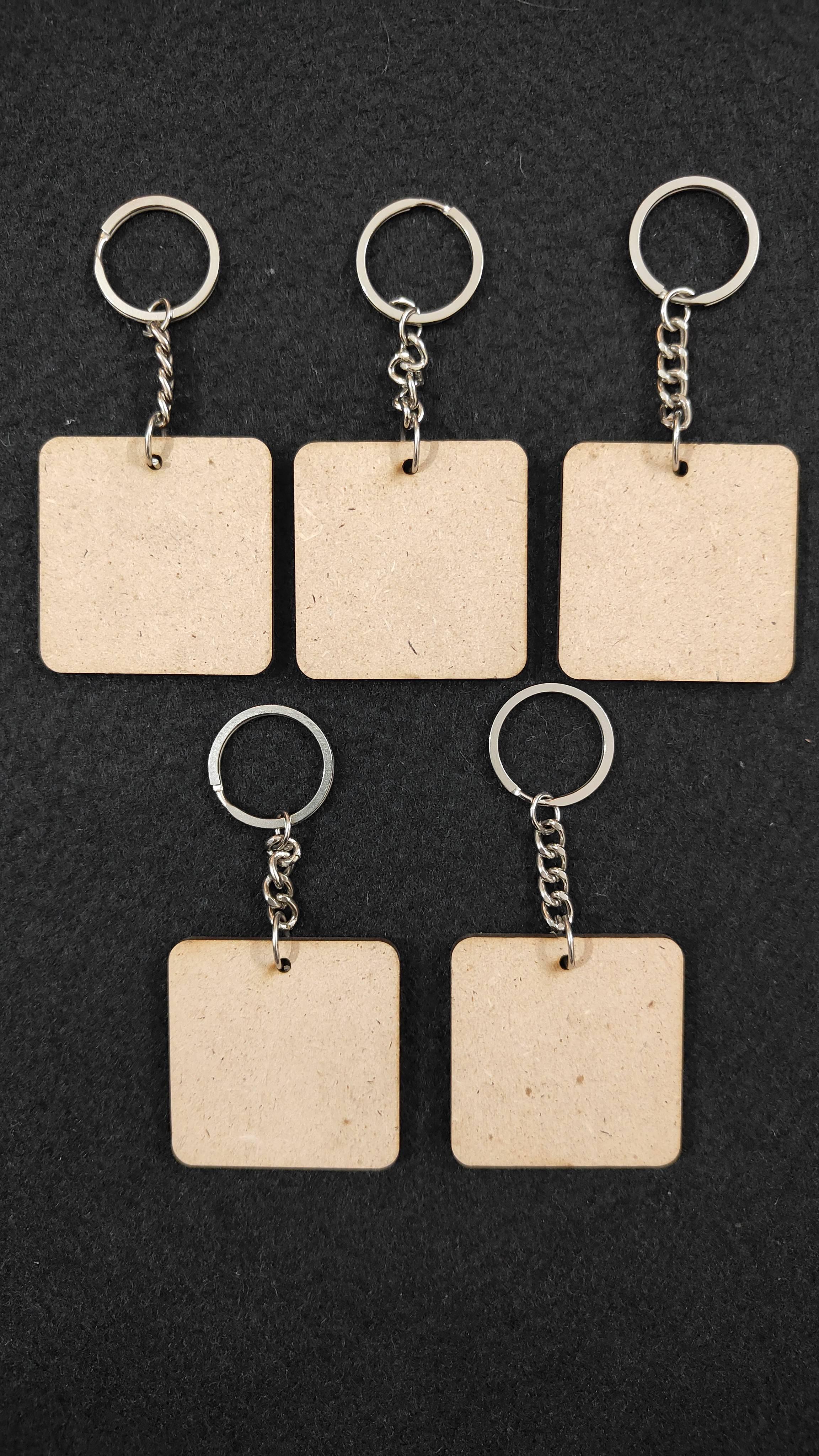 MDF Keychain Base Square Set of 5